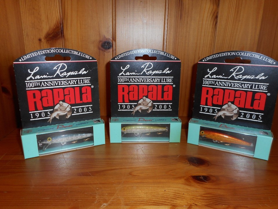 (3) Rapala 100th Anniversary Original Floating Minnow Multi Color Set ...