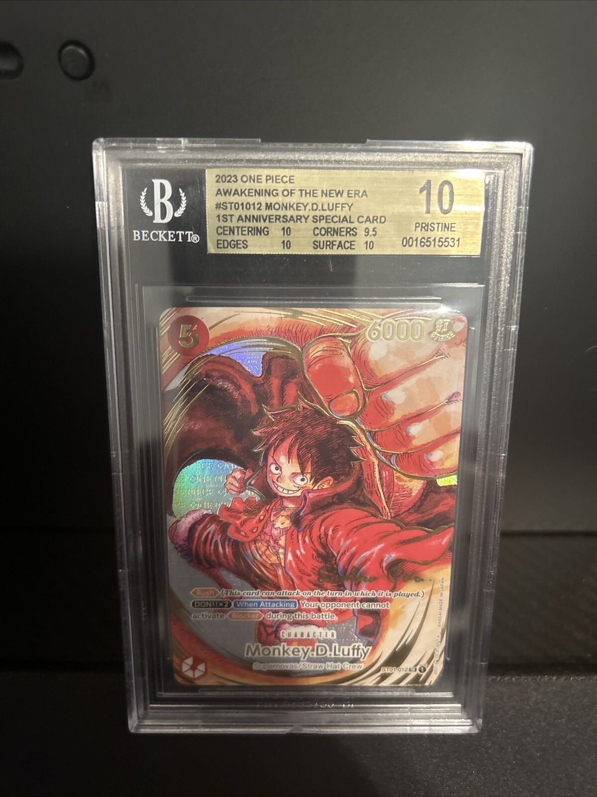 BGS 10 ONE PIECE Monkey.D.Luffy OP05-012 Oda Signature Stamp ST01-12 ...