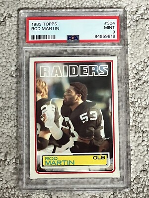 PSA 9 MINT FOOTBALL CARD 1983 TOPPS ROD MARTIN LOS ANGELES RAIDERS LOW ...