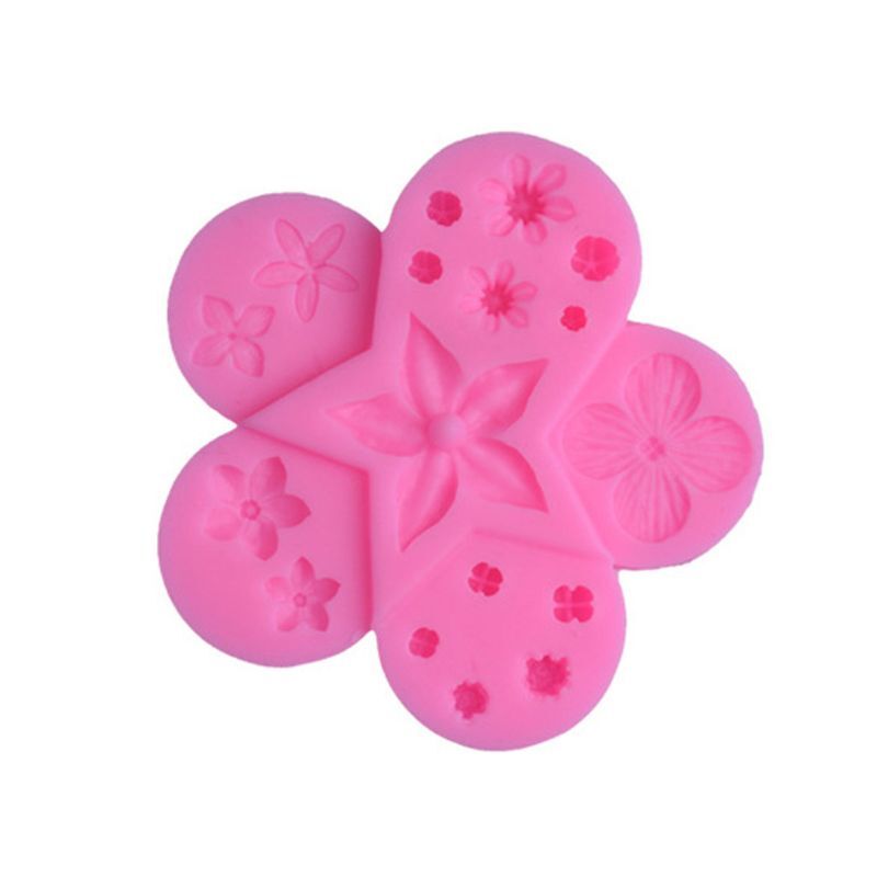 3D 5-petal Flower Shaped Resin Silicone Mold 3D Fondant Mold DIY Cake ...