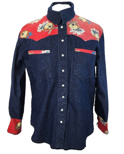 Vintage Western Pearl Snap Heavy Denim Jacket Blouse Baby Looney Tunes ...