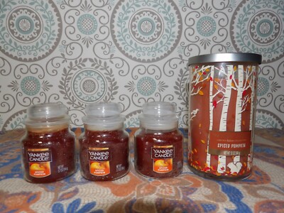 YANKE CANDLE SPICED PUMPKIN 12 OZ CANDLE & 3 X 3.7 OZ CANDLE GIFT SET ...