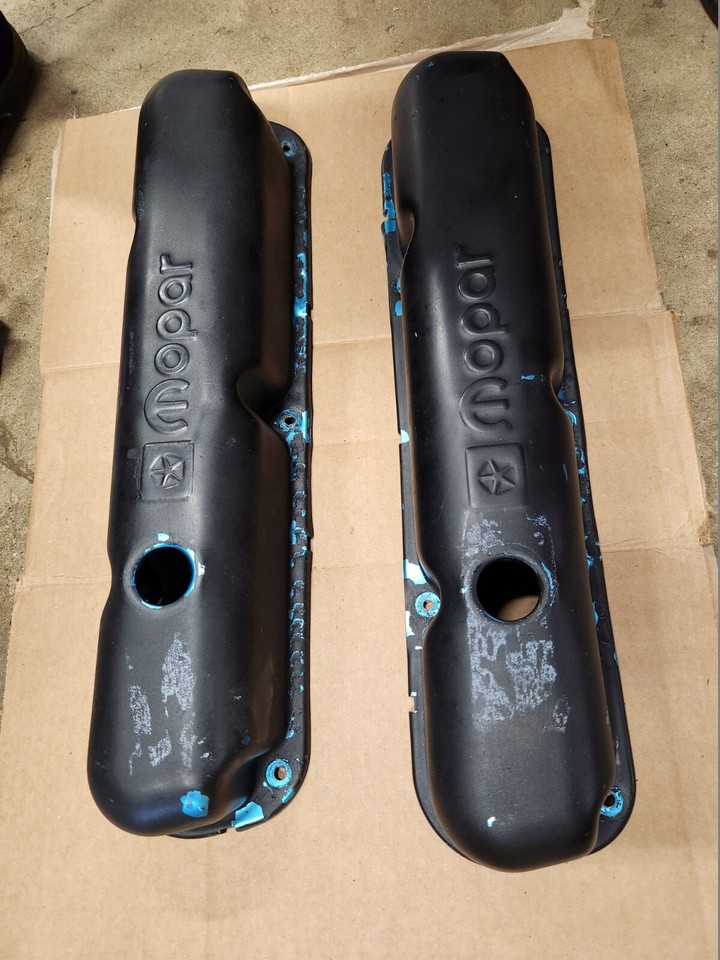 Pair Anodized BLUE MOPAR Small Block Mopar Valve Covers 318 340 360 ...