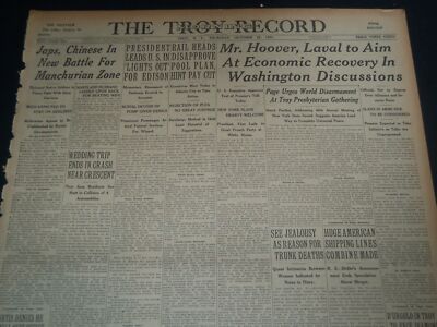 1931 OCT 22 TROY MORNING RECORD - PRESIDENT LEADS U. S. - EDISON - NT ...