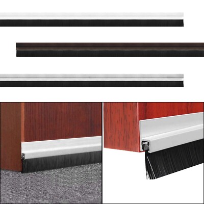 100CM DOOR ALUMINIUM BRUSH DRAUGHT EXCLUDER STRIP DOORS BOTTOM SWEEP ...