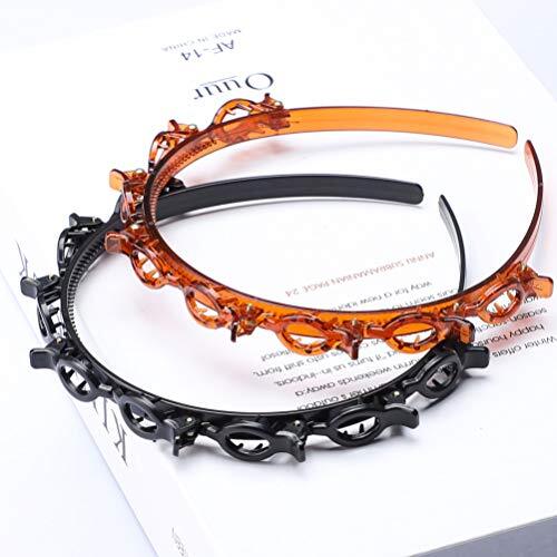 2 Pack Double Bangs Hairstyle Headband Toothed Hair Band for Women ...