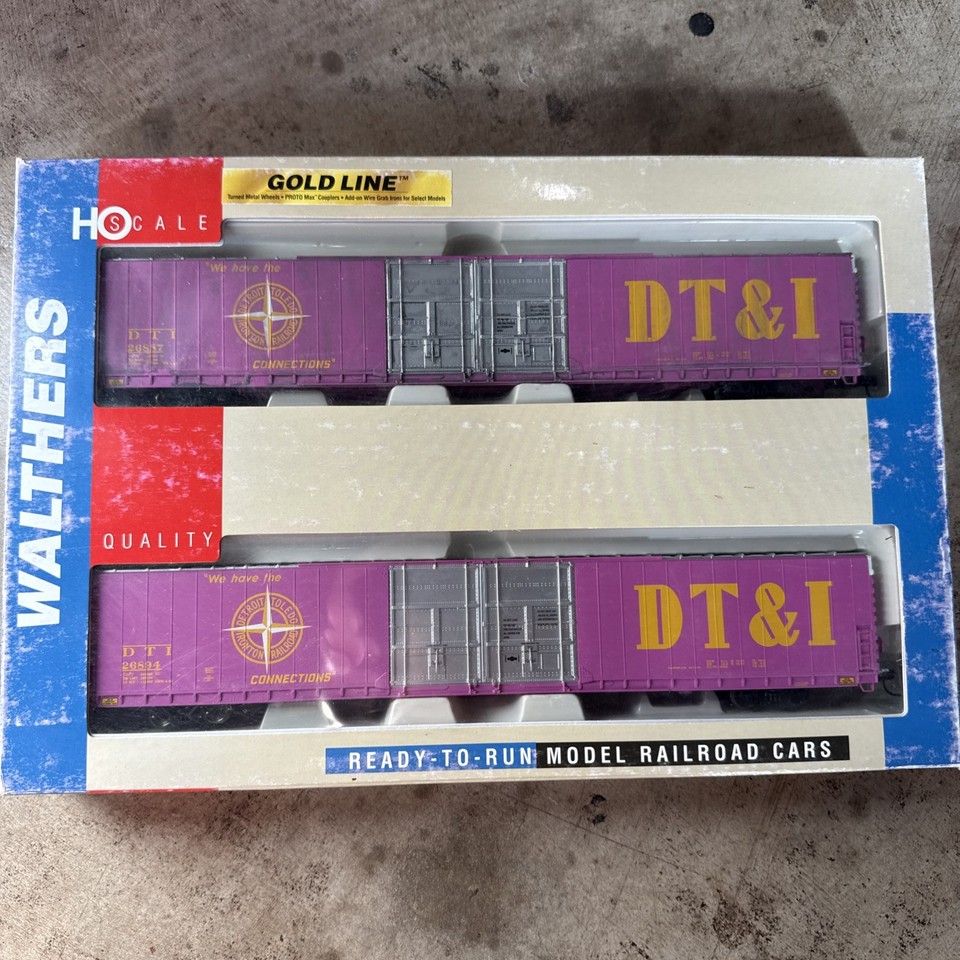 HO WALTHERS 932-235017 GOLD LINE 86' HI-CUBE BOXCAR 4DR 2PK DT&I ...