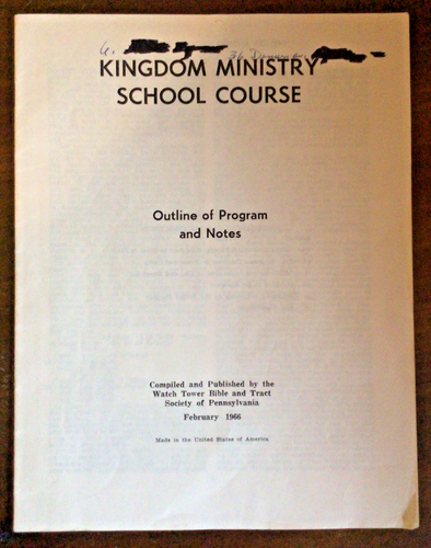 Kingdom Ministry School Course Program 1966 Watchtower Pay Attention ...