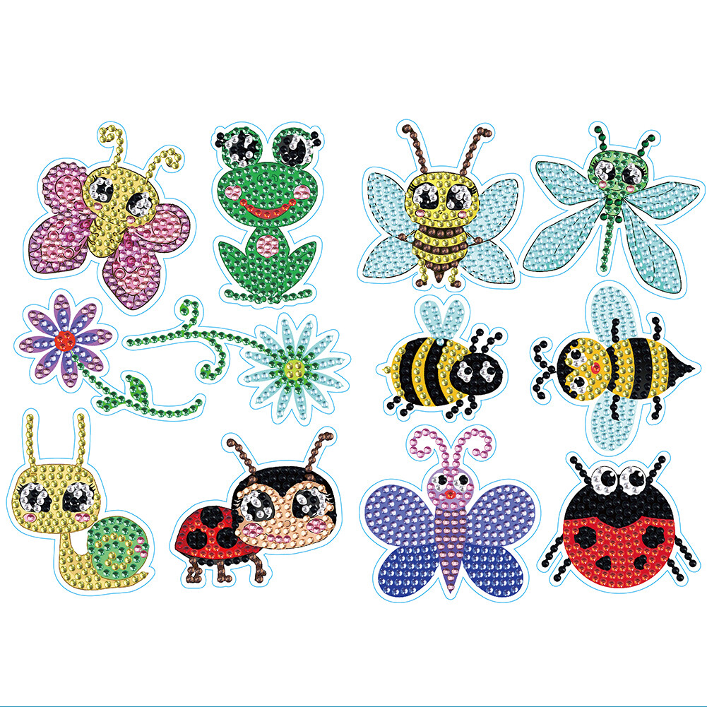 2 Sheets Diamonds Painting Sticker DIY Cartoon Animals Paster Home ...