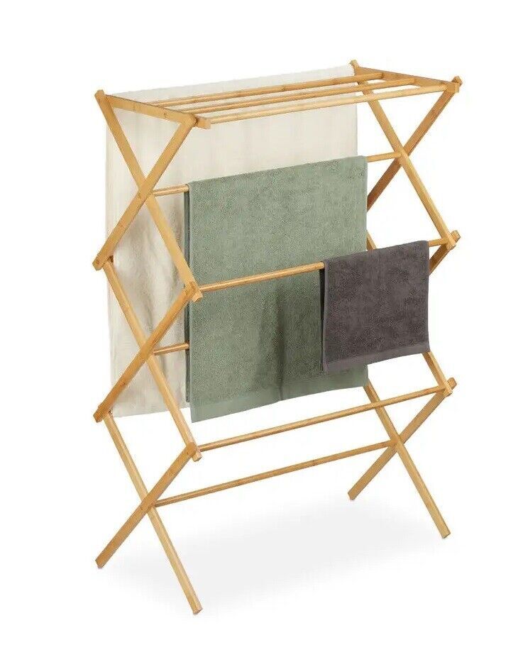 Classic Vintage Traditional BAMBOO WOOD Folding Clothes Airer Horse 2,3 ...