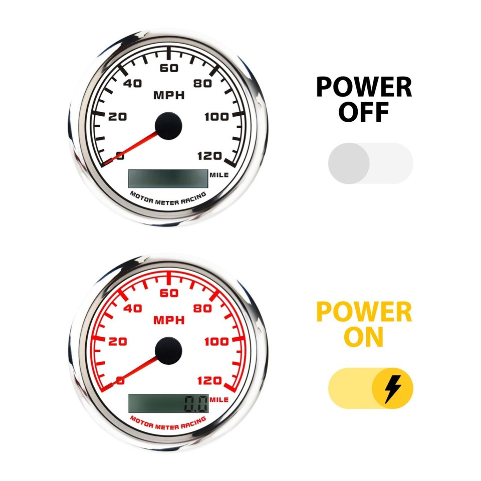 W PRO 85mm GPS Speedometer 120 MPH Waterproof For Car Marine Boat Truck ...