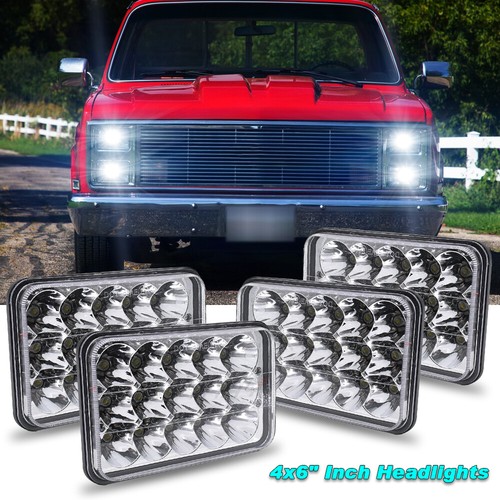 4PCS 4X6" LED HEADLIGHTS HI/LO BEAM FOR 1982-1987 BUICK REGAL CHEVY C10 ...
