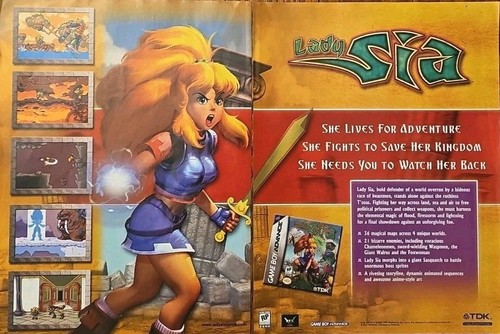 2001 Lady Sia Nintendo Gameboy Advance 2 Page Print Ad - 10.5" X 15.5 ...