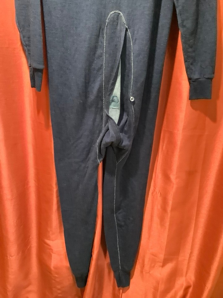 Blue Union Suit Cotton wool blend USA Pilgrim Trap Door Long Johns long ...