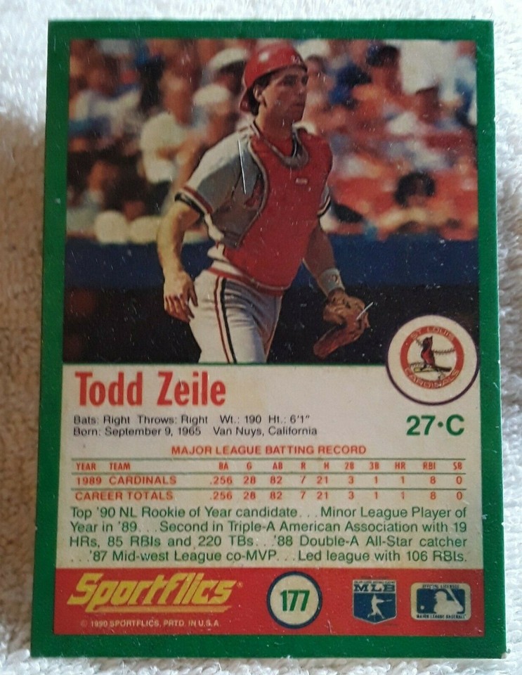 1990 Sportflics Todd Zeile Baseball Card - #27-C | eBay