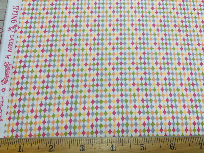 Cotton Fabric 30s Repro Pink Green Yellow Diamonds SPRING CHICKEN Moda ...