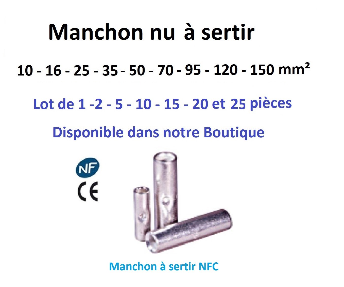 Cosse à sertir coudée 90° type 6 - 10 - 16 - 25 mm² lot de 2 - 5 - 10 ...