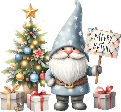 Colourful Christmas Tree Gnome Gonk Wall Art Bedroom Nursery Vinyl ...