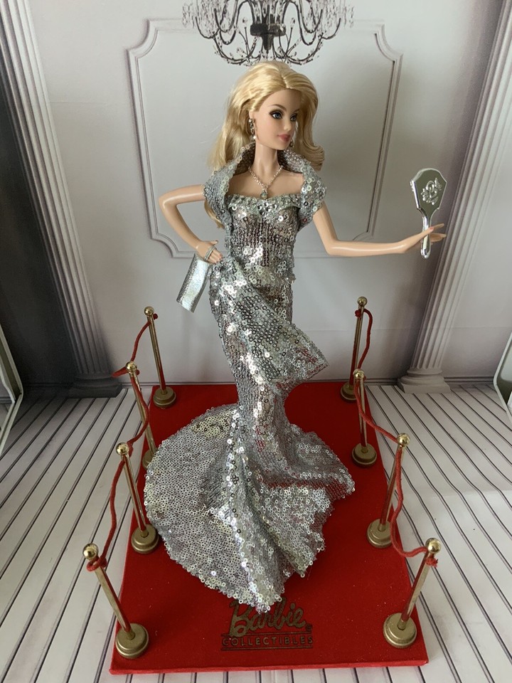 Barbie~Model Mused Doll On The Red Carpet In Beautiful Silver Sequined ...