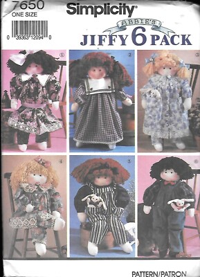 Vintage Simplicity #7650 Abbie's 6 Pack Stuffed Doll Clothes - Cabbage ...
