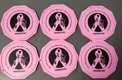 Women's Motorcyclist Pink Breast Cancer Progressive Coaster Set of 6 ...