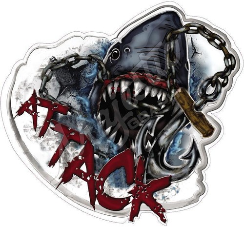 SHARK ATTACK - 250mm x 230mm - DECAL | eBay