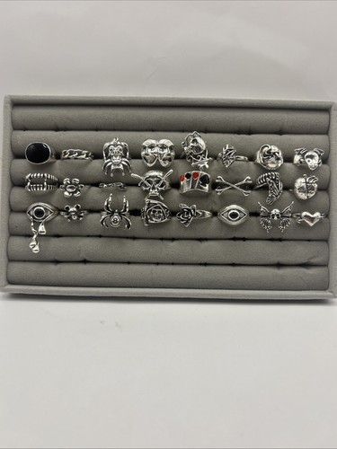 Y2K Grunge Vintage Unisex Rings 24 Count Fashion Stainless Steel ...