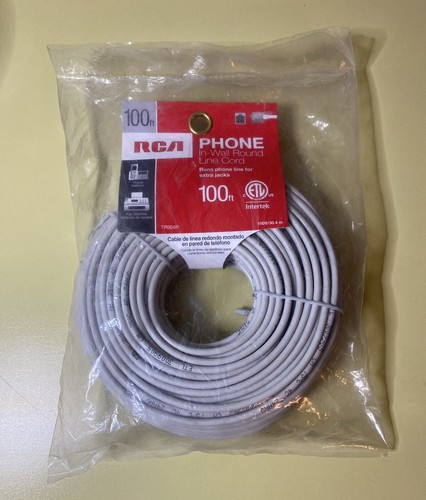RCA PHONE IN WALL ROUND Line Cord TP004RNE 100’ Phone Line For Extra ...