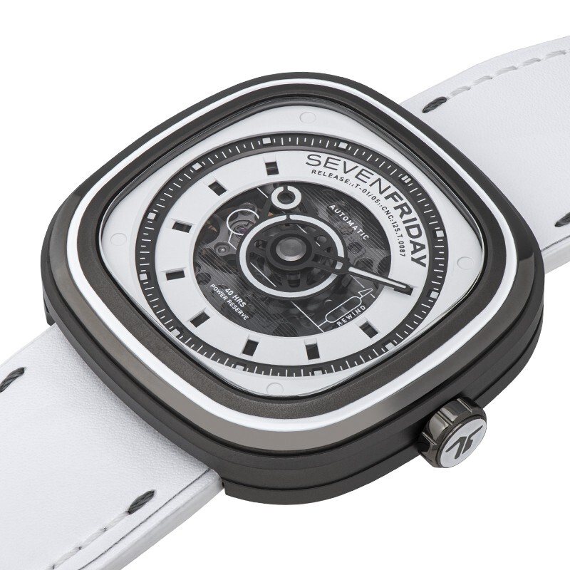 SevenFriday Men's Watch T-Series White-T Power Reserve White Leather ...