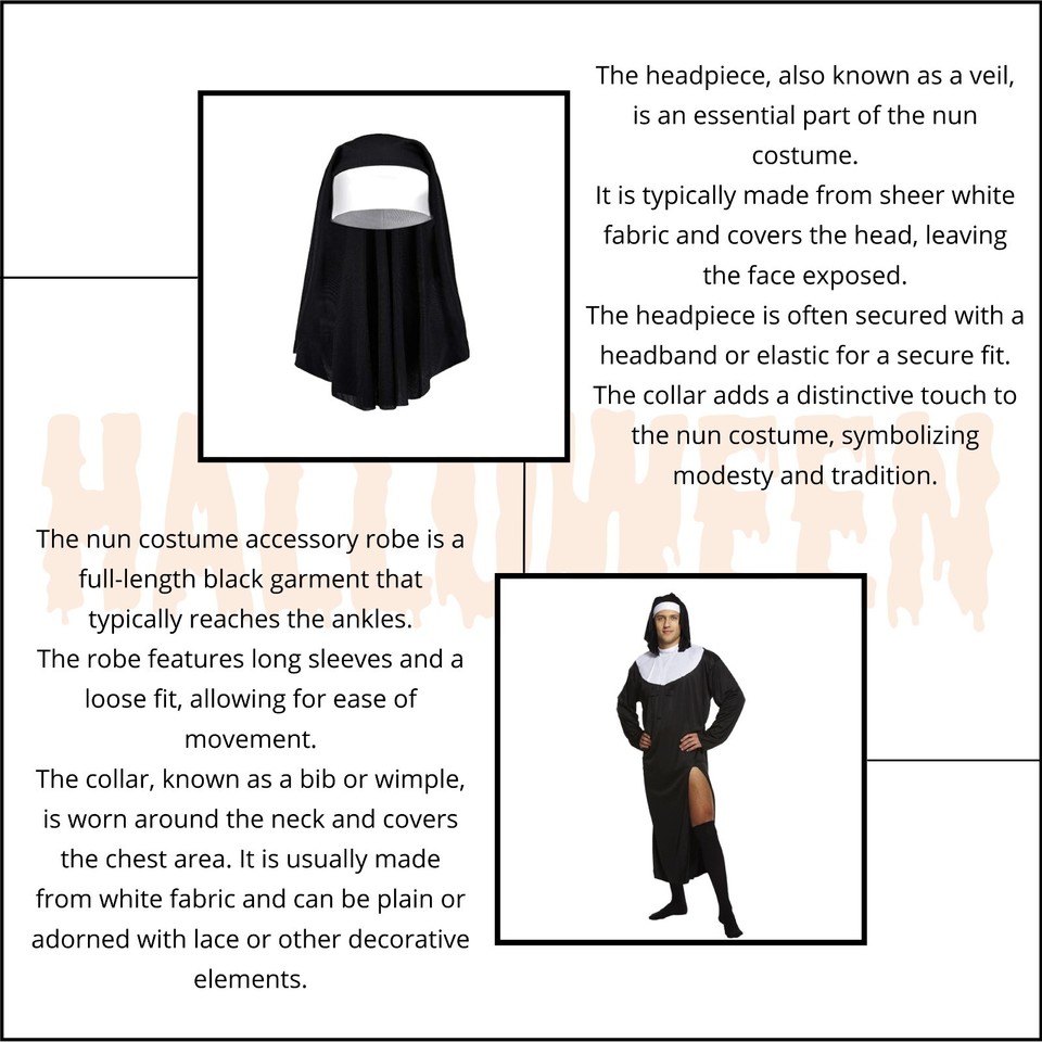Male Nun Costume for Men - Halloween Dress with Cross & Headpiece, One ...