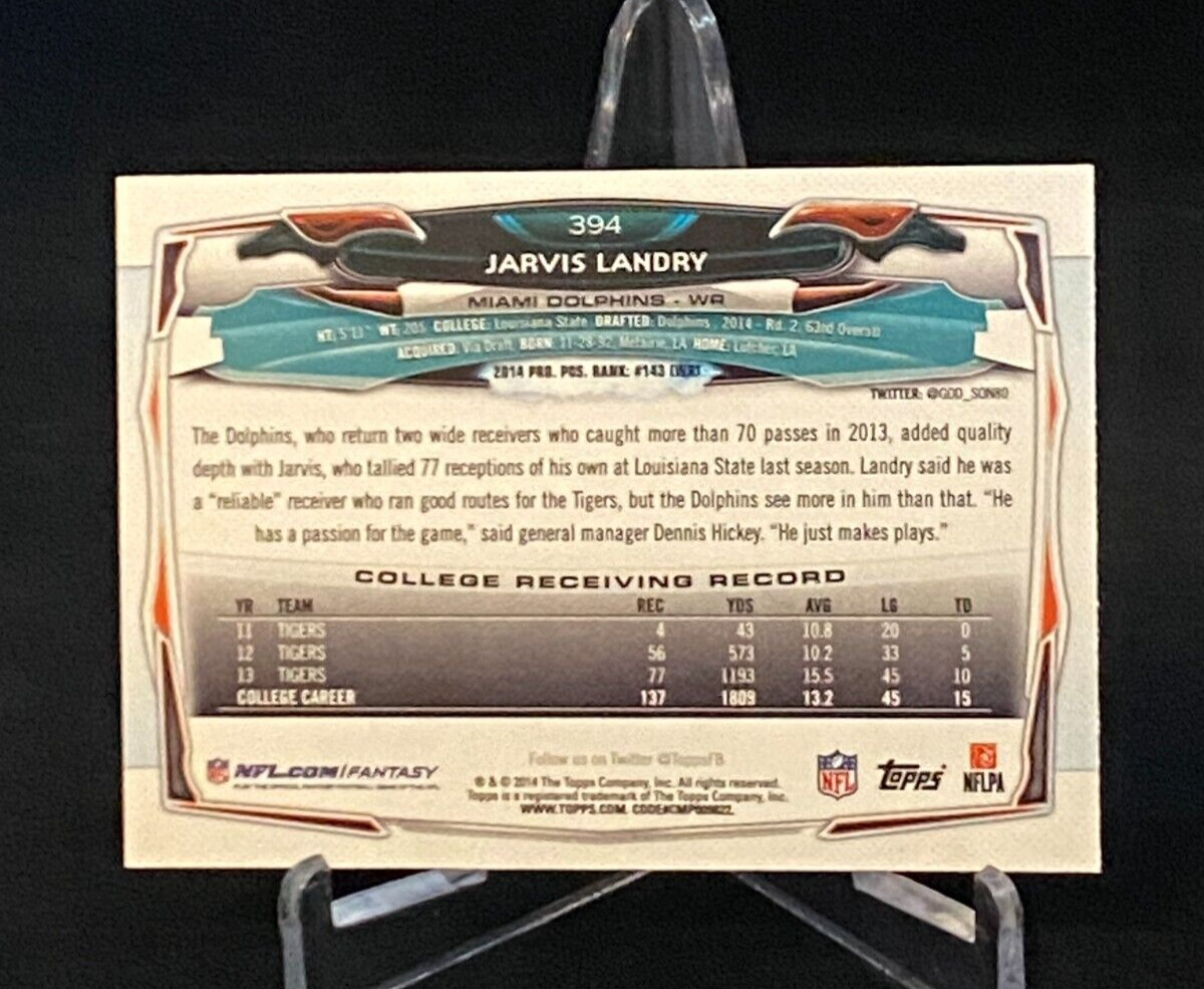 2014 Topps Football Rookie Card #394 Jarvis Landry Miami Dolphins | eBay