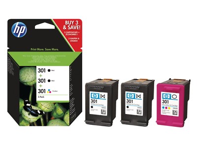 2x Original HP 301 Black & 1x Colour Ink Cartridge For OfficeJet 4636 ...