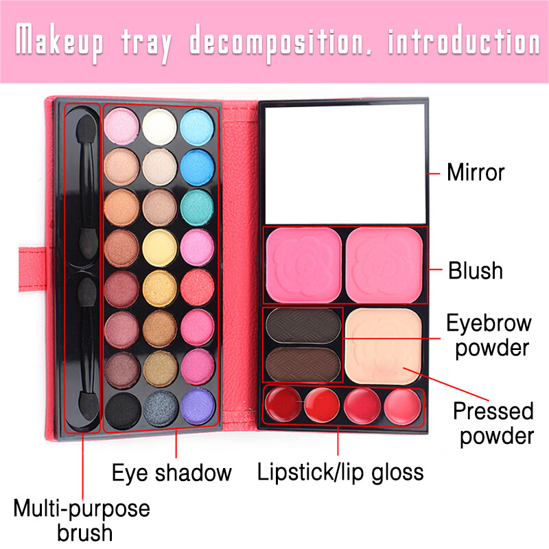 24 Colors Eyeshadow Eyebrow Powder Lip Jelly Blush Facial Makeup ...