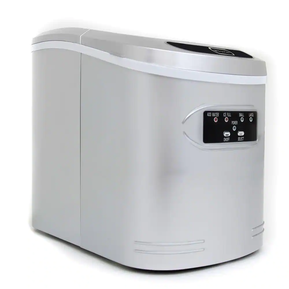 27 Lb. Compact Portable Ice Maker in Silver Freestanding Side-Venting ...