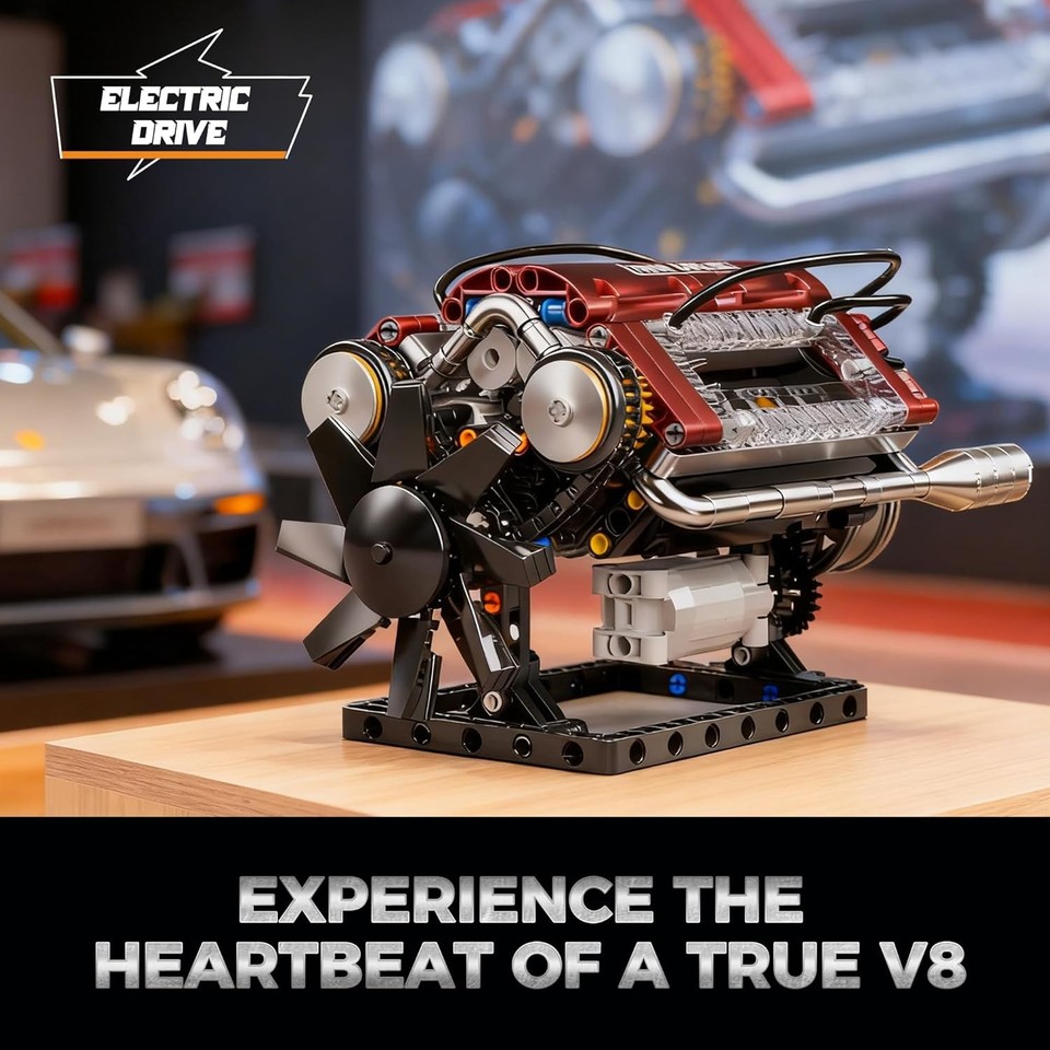 V8 Engine Building Blocks Sets, V8 Engine Model Kit, Runnable Model ...