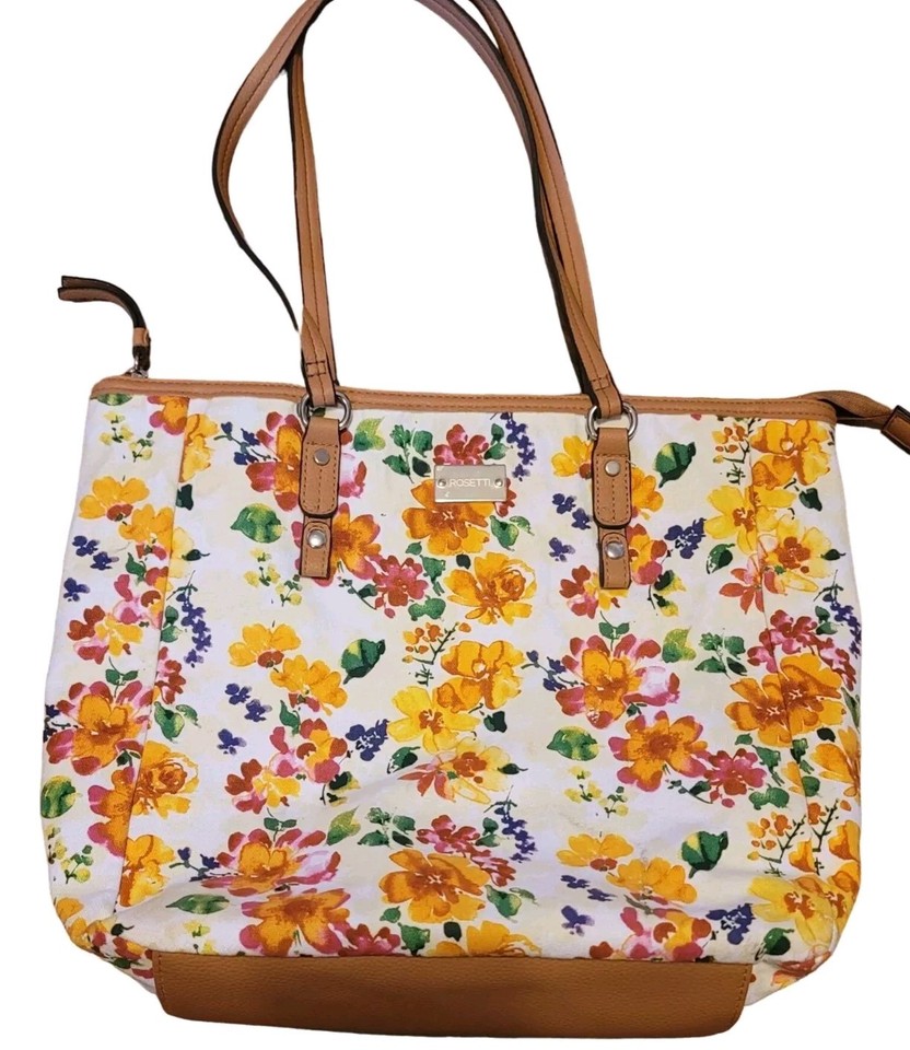 Rosetti Floral Tote Bag 16" x 11" x 5" Multi-Color Fabric & Faux ...