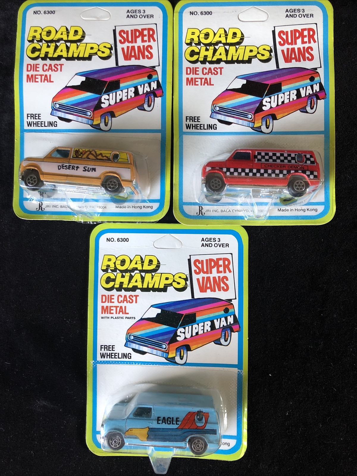 VTG Road Champs Die Cast Sup Vans Lot of 3 Desert sun, Eagle, checker ...