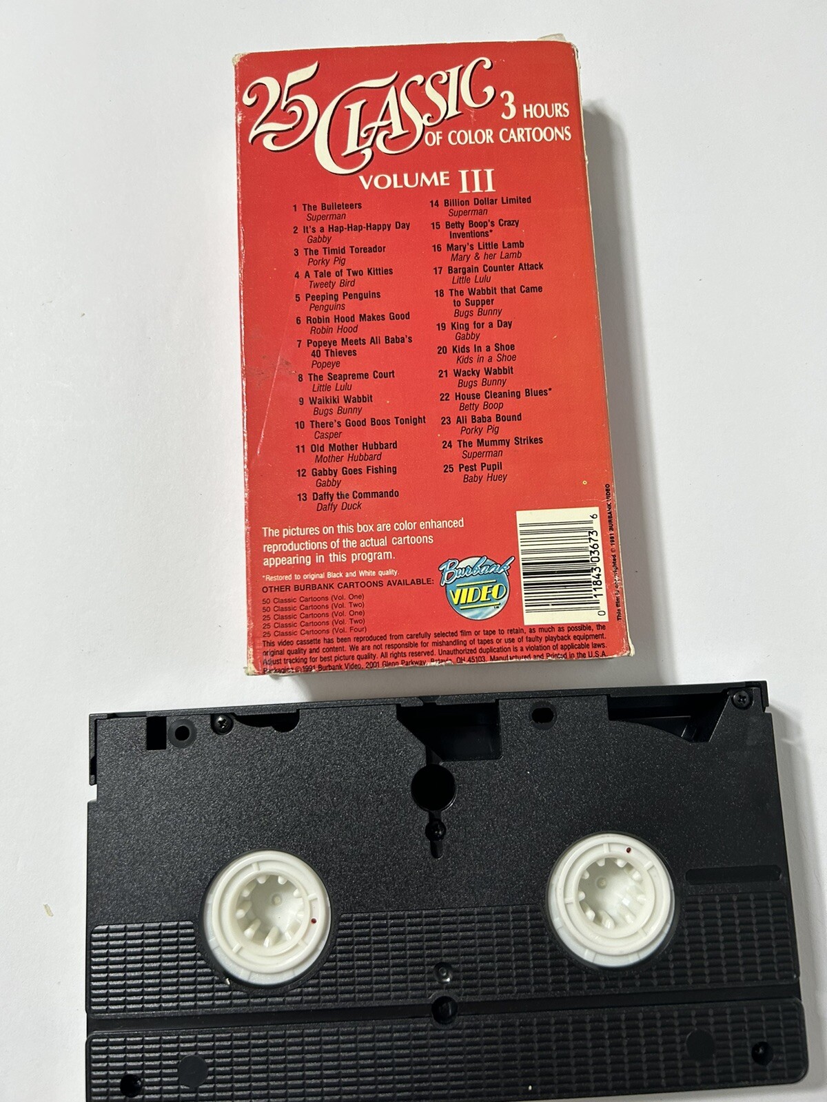 Tested 25 Classic Cartoons VHS Volume 3 1991 3 Hours Color | eBay