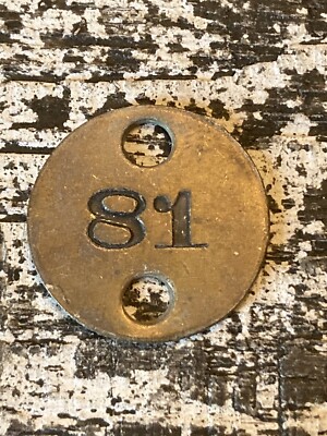 Antique Number 81 Tag Brass Metal Key Fob Vintage Furniture Tag Locker ...