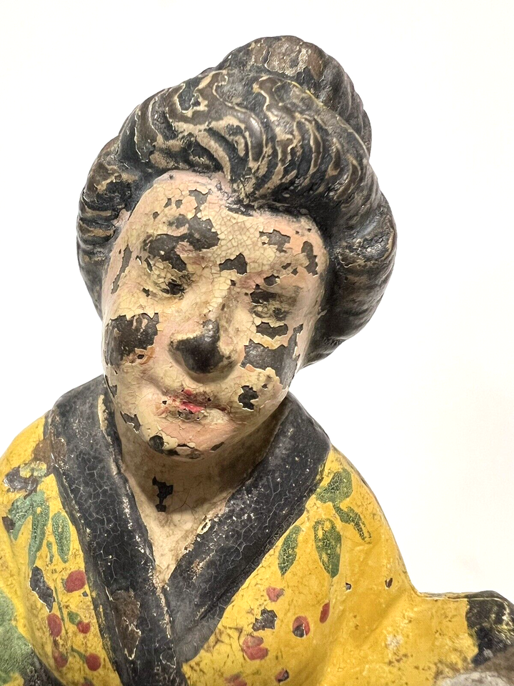 Rare Antique Hubley Style Cast Iron Mandolin Playing Geisha Doorstop | eBay