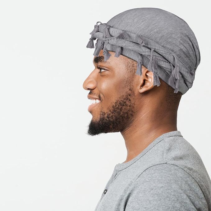 4 Pieces Satin Lined Turban Silky Head Wraps for Men, Halo Turban Mens ...