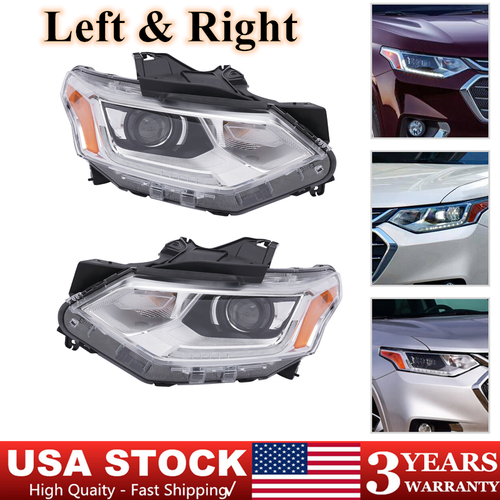 Pair For 2018-2020 Chevy Traverse HID/Xenon LED DRL Headlight Headlamps ...