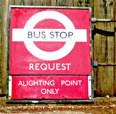 London Transport Bronze Framed Flat E3 Request Bus Stop Sign Alighting ...