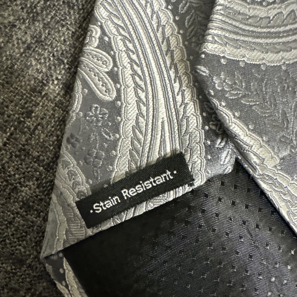 Geoffrey Beene Extra Long Tie/ Silver / 100% Silk HandMade Neckwear ...