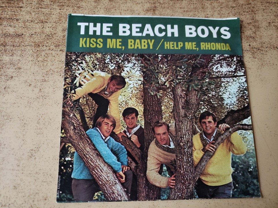 RARE 1960s Beach Boys MINT-EXC 45 & VG+++ SLEEVE Help Me, Rhonda/Kiss ...