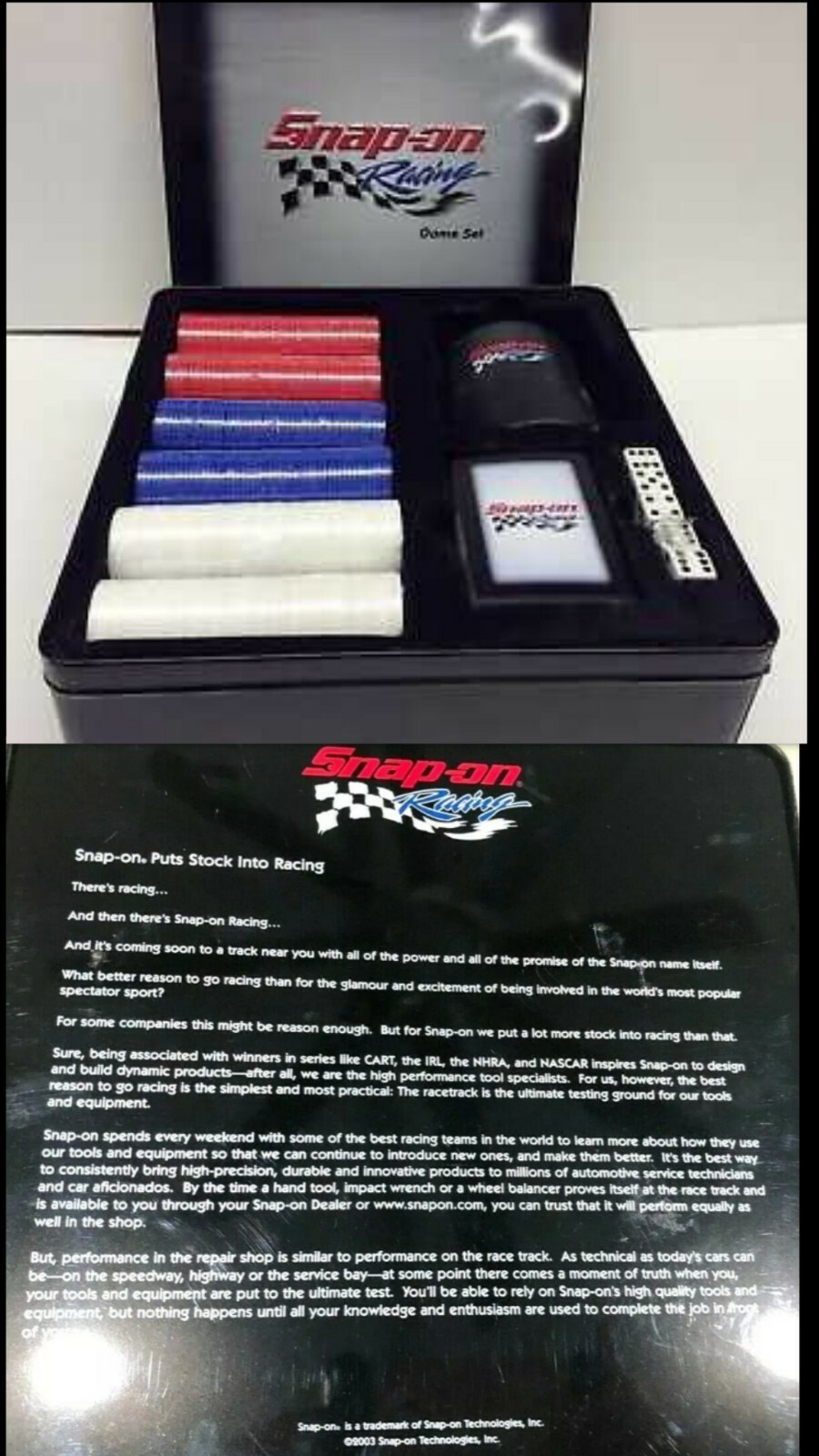 Snap On Tools Racing Game Poker Set In Tin Case - FREE SHIPPING | eBay