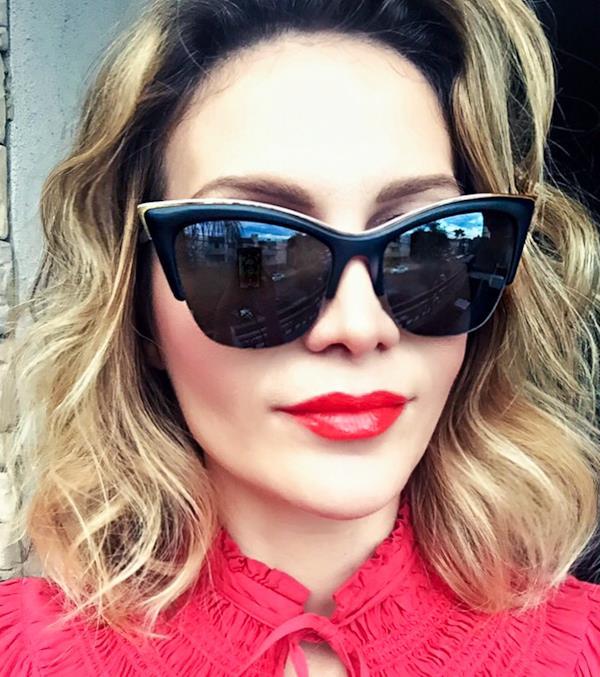 Cat Eye Semi Rimless GOLD Rim RITA Tryst PinUp Razor Big Mosaic ...