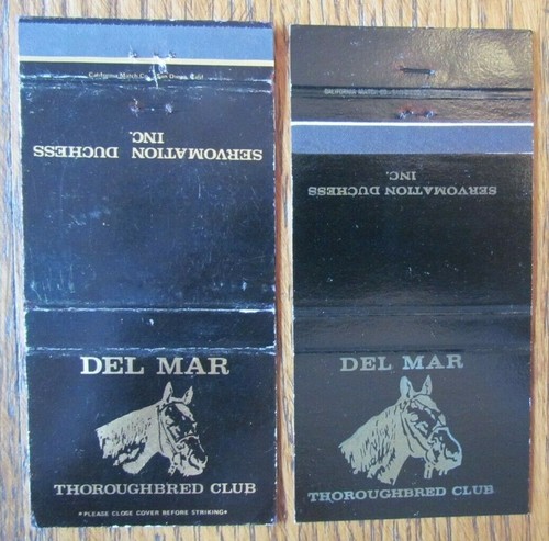 HORSE RACING SPORTS MATCHBOOK COVERS: DEL MAR THOROUGHBRED CLUB ...