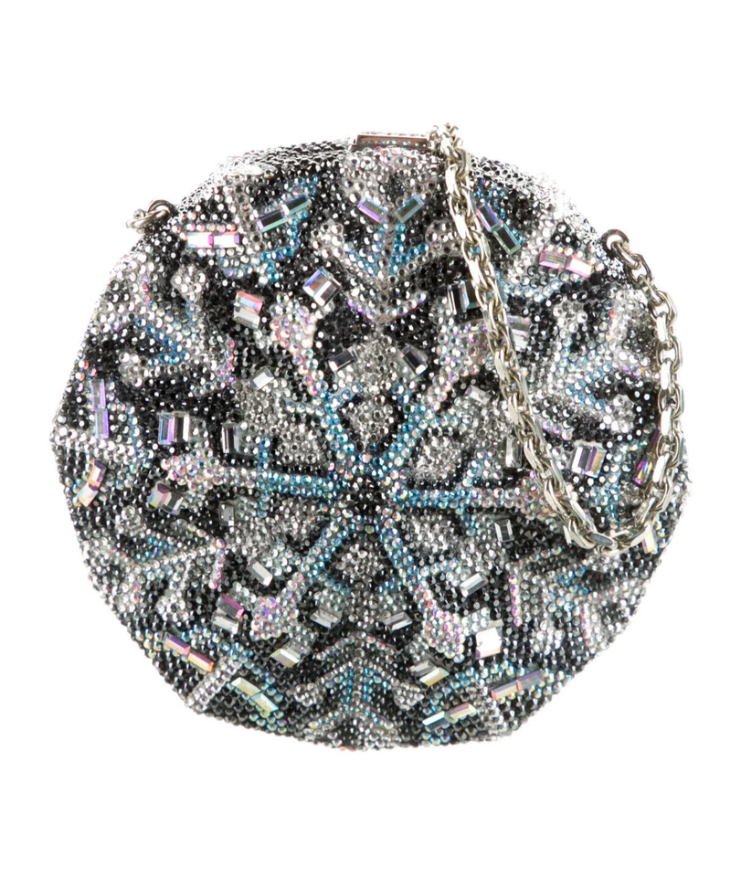 JUDITH LEIBER SWAROVSKI CRYSTAL ICE BLUE SNOWFLAKE BAG MINAUDIERE ...