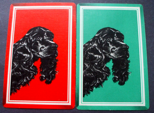 2 Single Genuine Vintage Swap Playing Cards Dogs Black Spaniels Great ...
